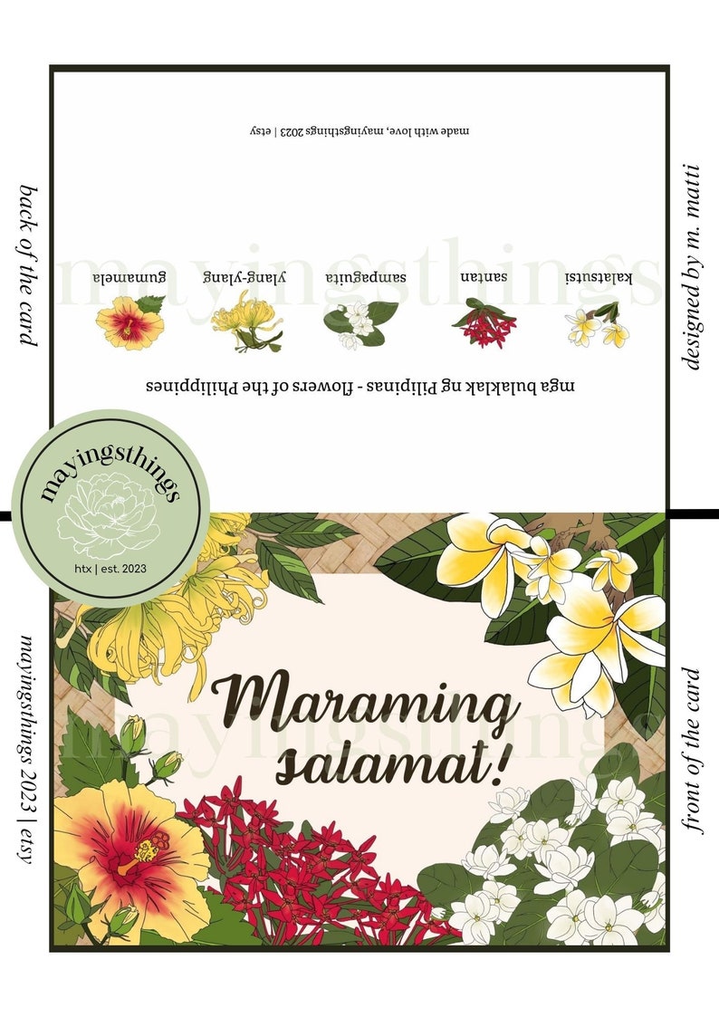 Blooms of the Philippines Thank You Greeting Cards | Instant Download ...