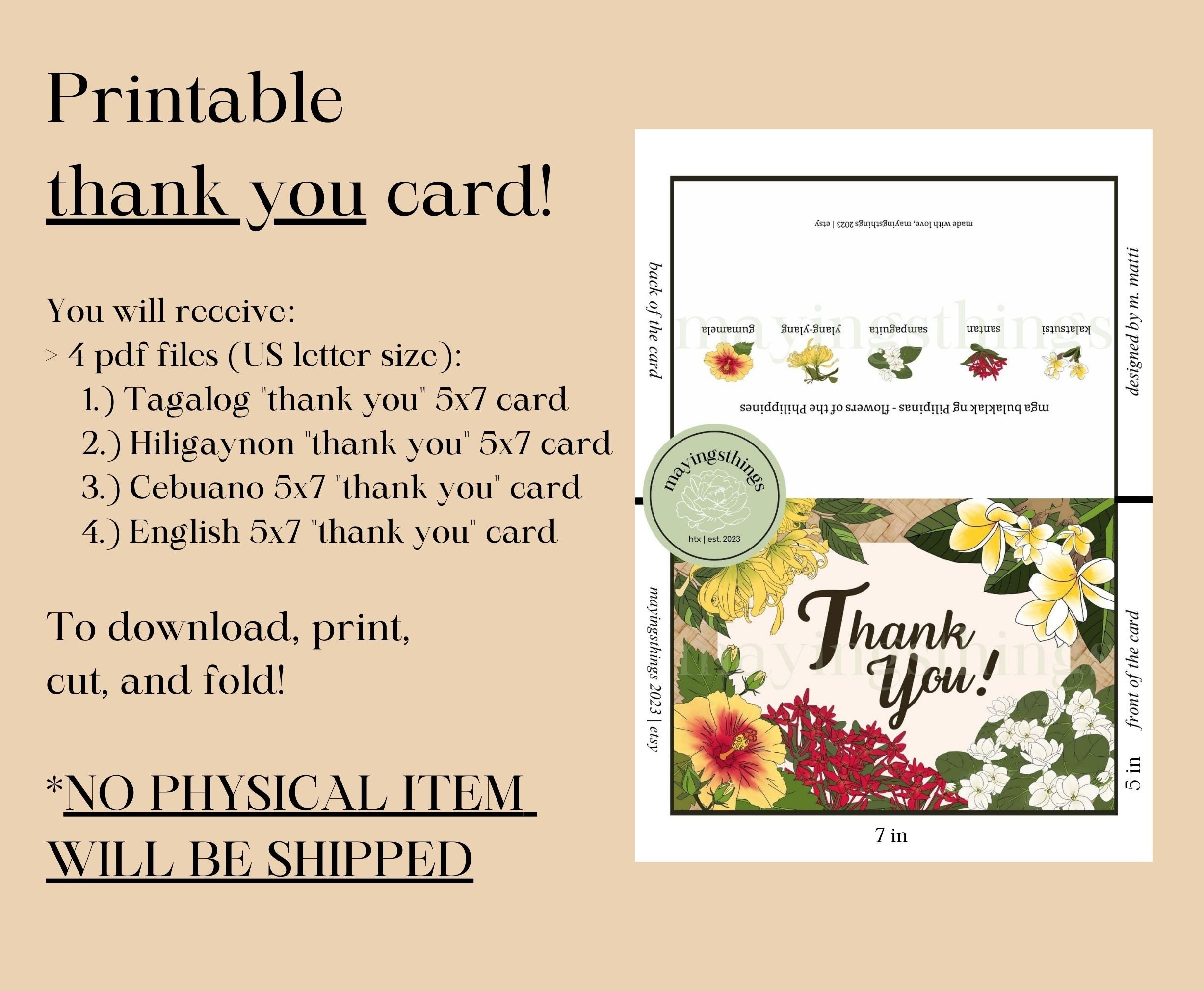 Blooms of the Philippines Thank You Greeting Cards | Instant Download ...