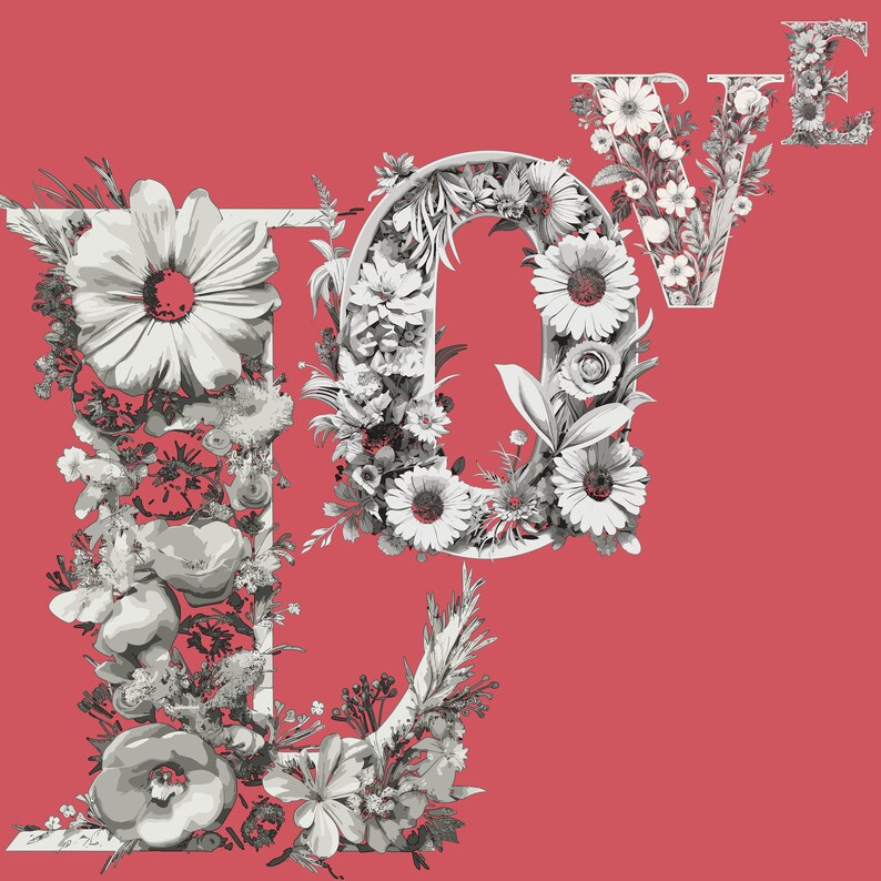 Floral Alphabet Split SVG Frame Alphabet 26 Individual Alphabet Great ...