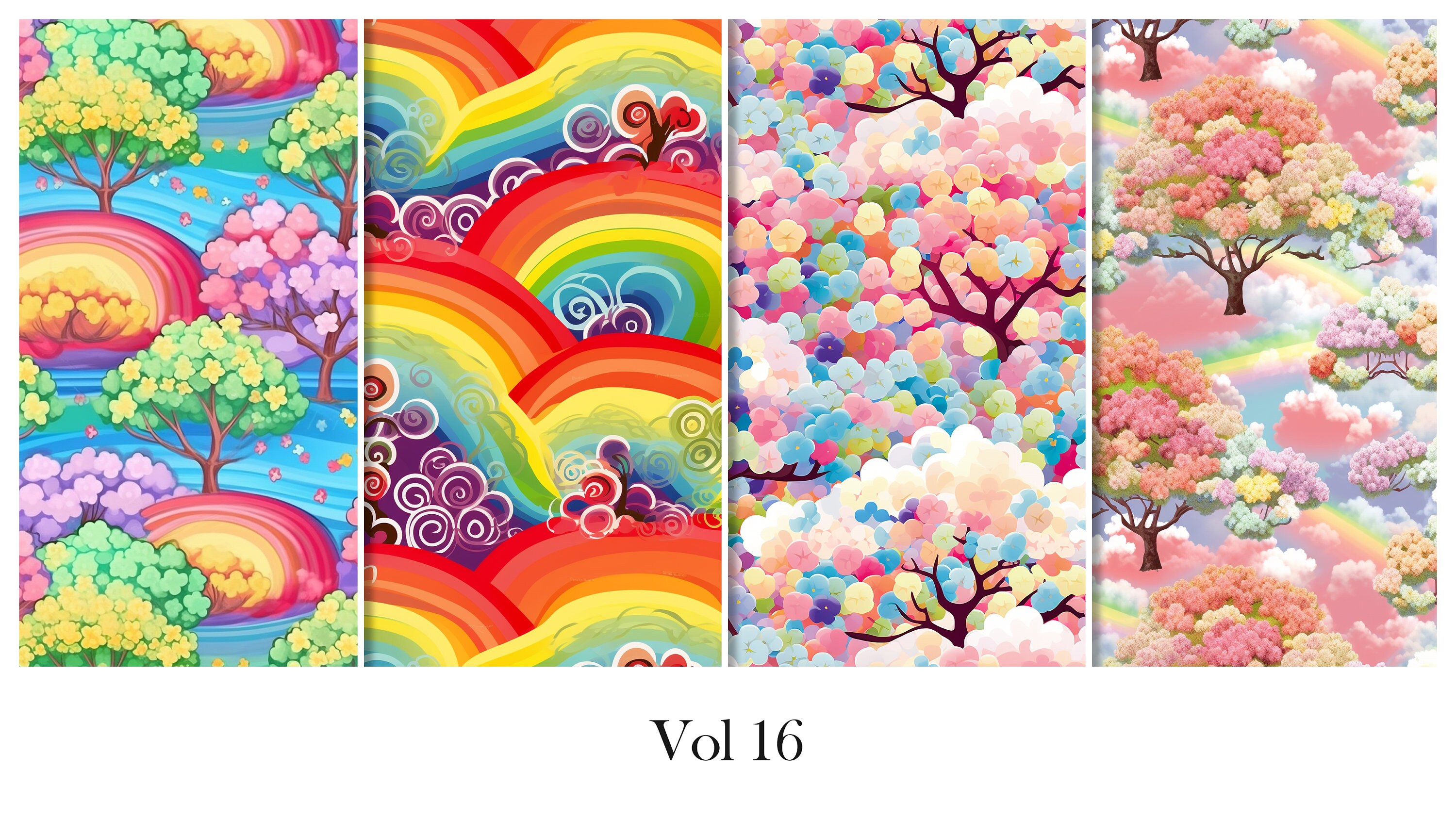 Blossom Hues: 26 Ai-generated Cherry Blossom Rainbow Digital Papers for ...
