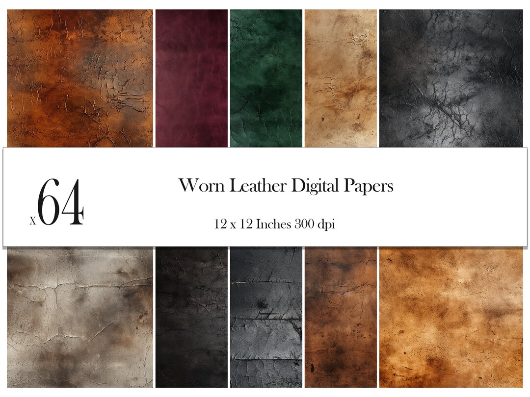 Worn Leather Digital Papers Leather Different Colors and Patterns ...