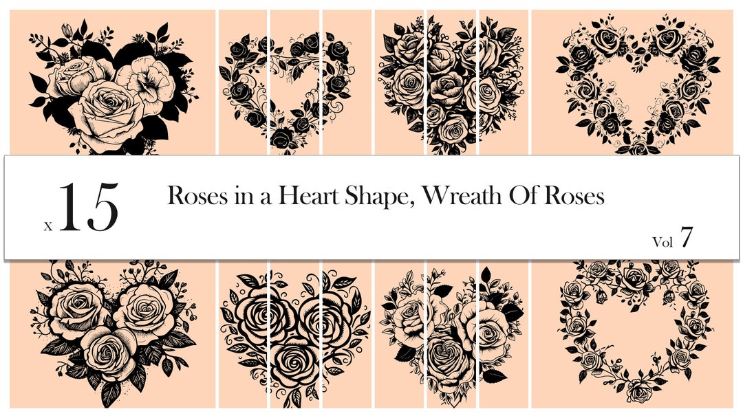 Corona de rosas en forma de corazón svg paquete diseños románticos ...