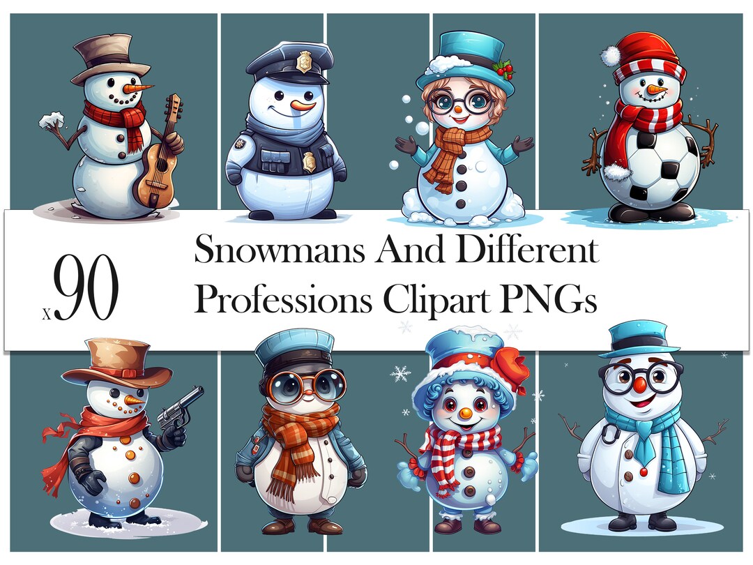 Snowman Professions and Occupations Like Pilot Teacher Cheff Policeman ...