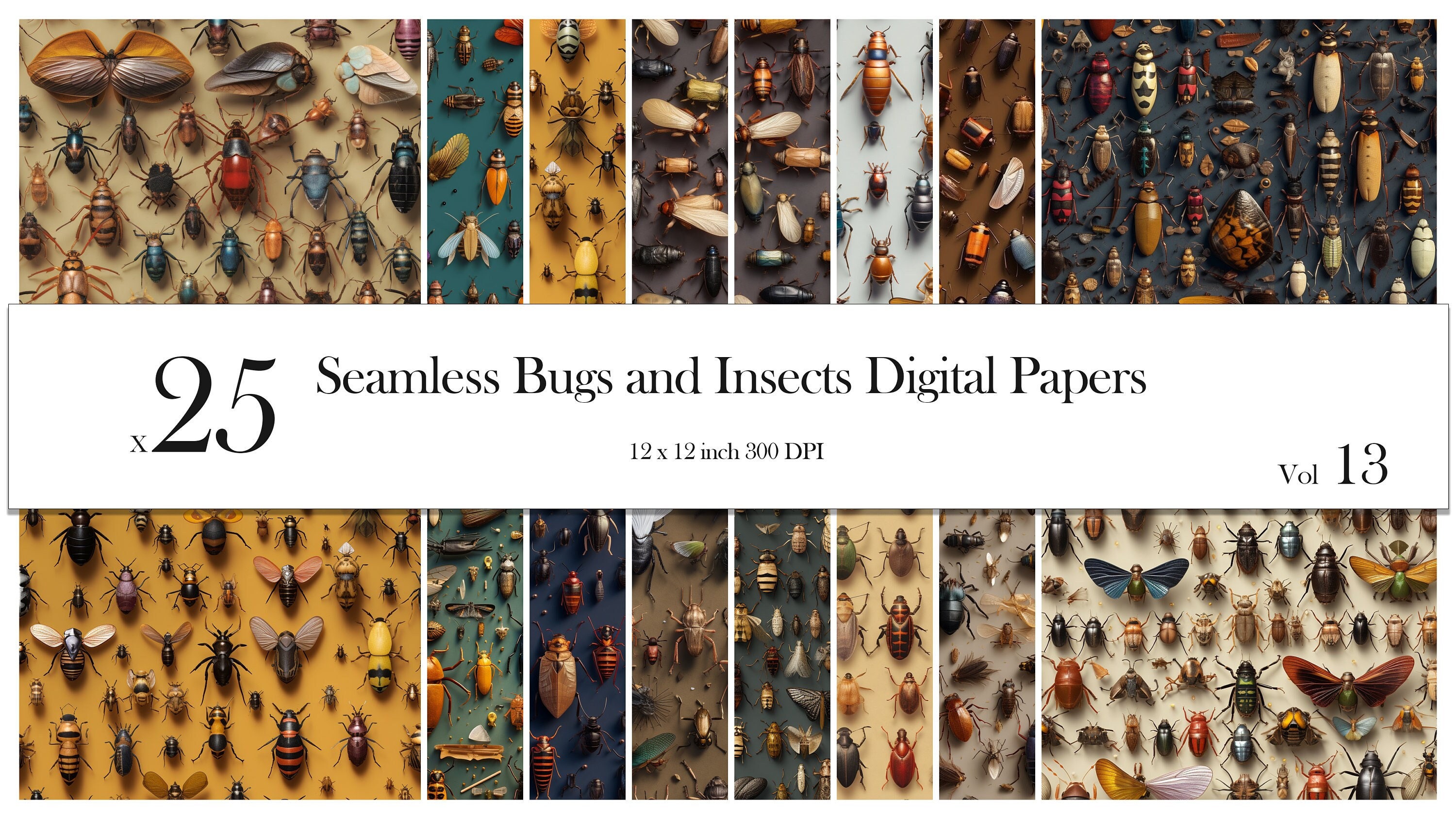 Bug and Insect Digital Papers Seamless Printable Paper Scrapbook Ai ...