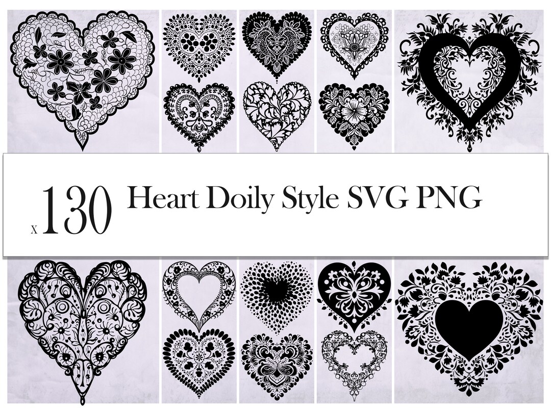 Heart Doily SVG Bundle. Transparent PNG Thoughtful Designs Great Gift ...