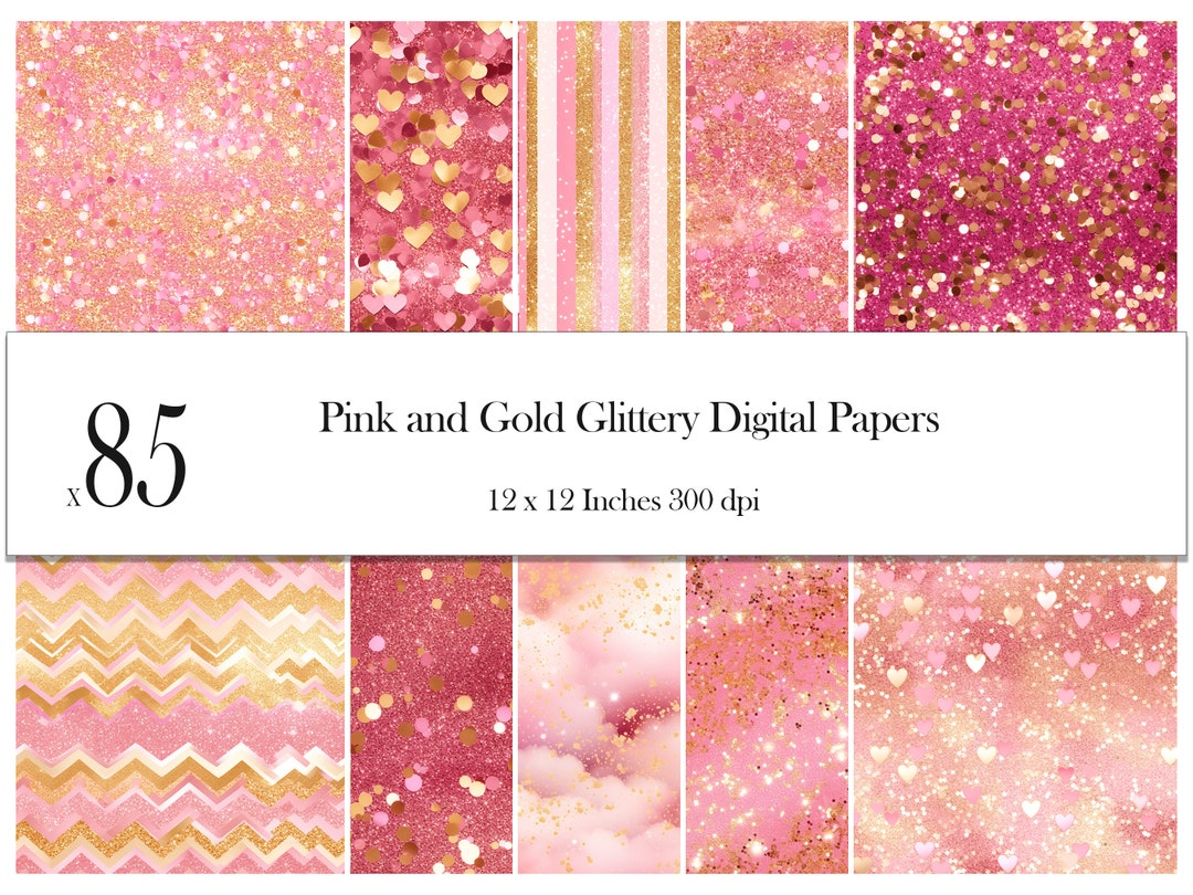 Pink and Gold Glittery Digital Papers Seamless Speckle Textures Great ...