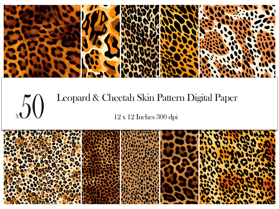 Leopard Skin Pattern Seamless Digital Paper Set of 50 Stylized and ...