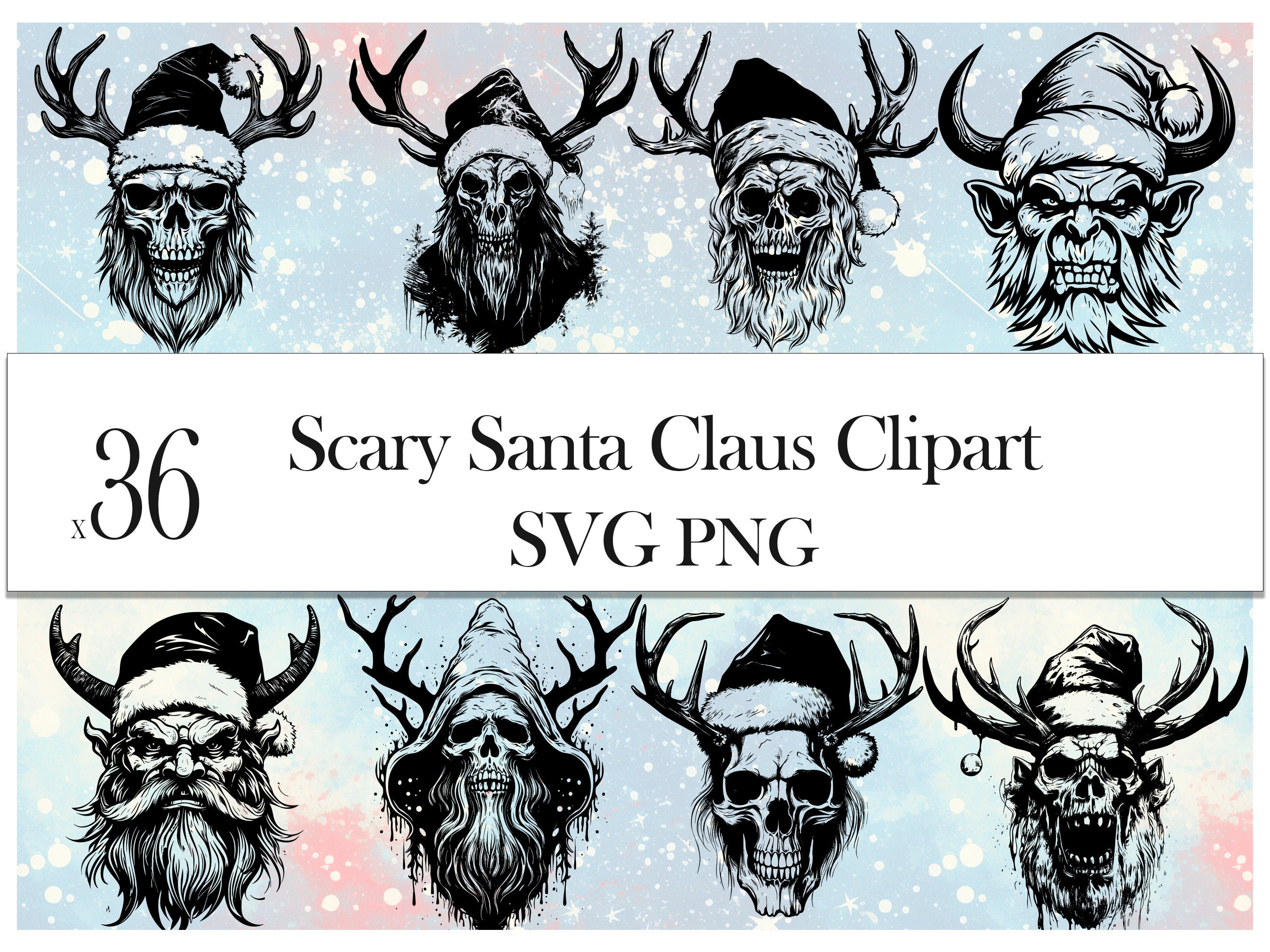 Scary Santa Claus Cliparts SVG PNG, Zombie Skeleton Orc Spooky ...
