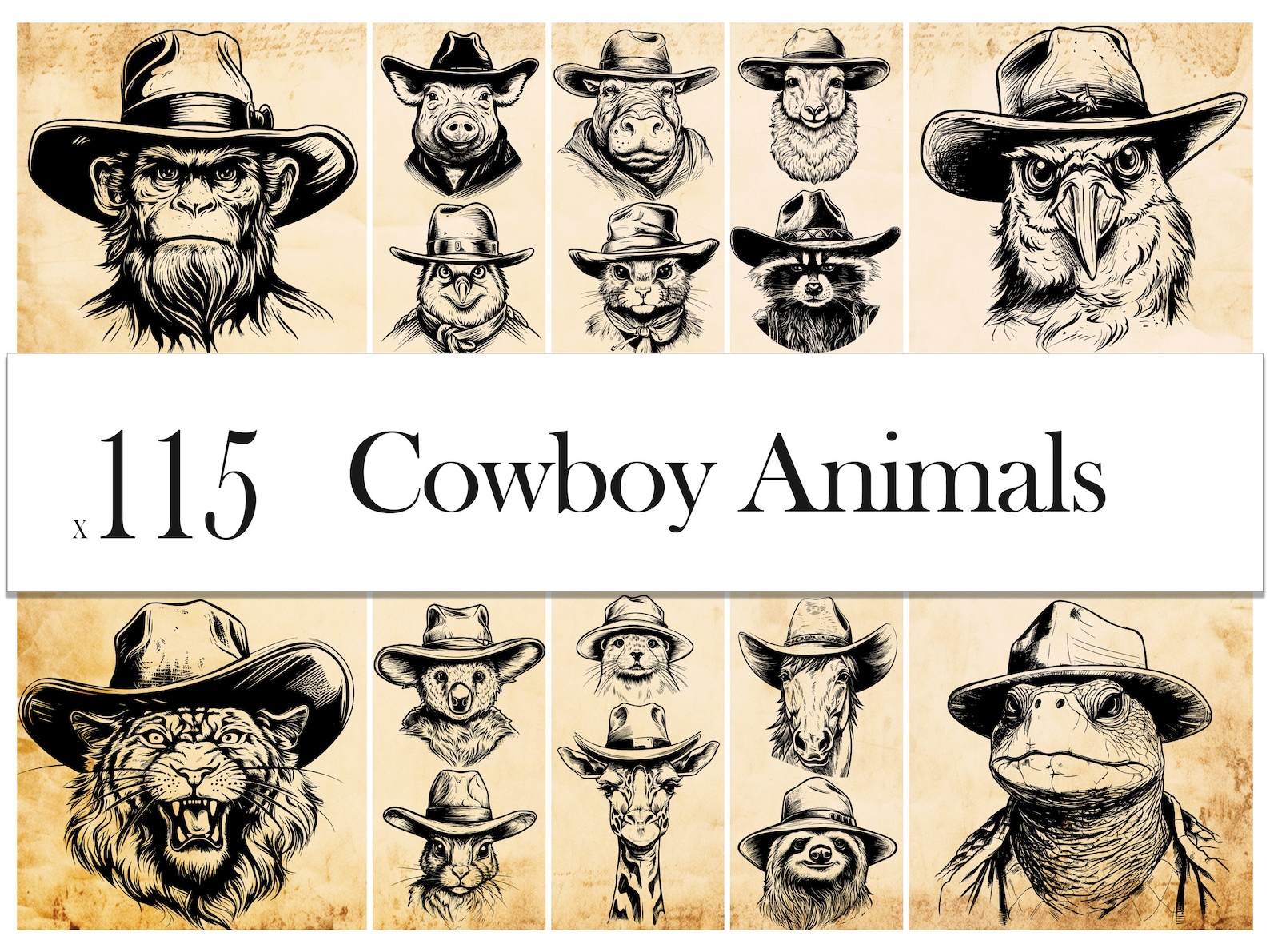 Animals Svg Png Pdf Cowboy Animal Clipart Western Art Files for Cricut ...