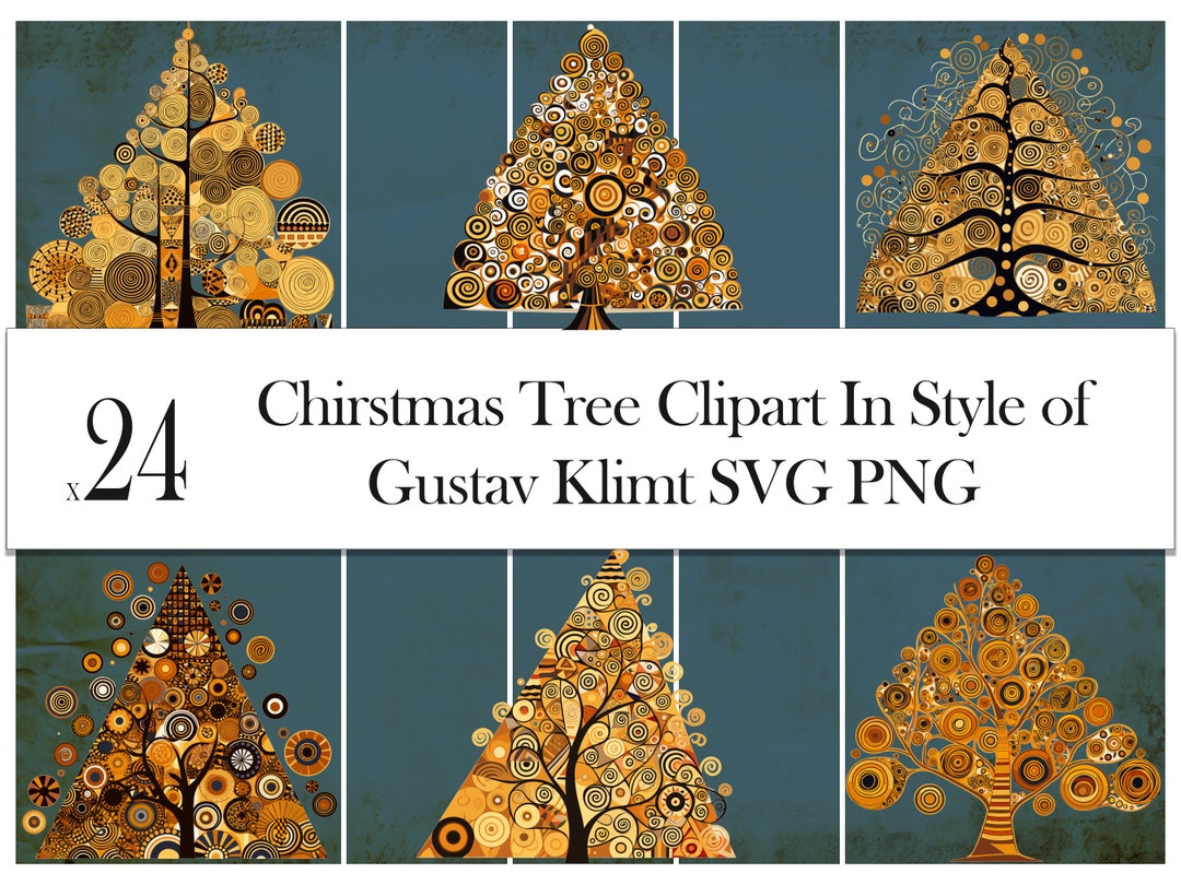 Christmas Tree Decor Cliparts SVG PNG Inspired by Gustav Klimt ...