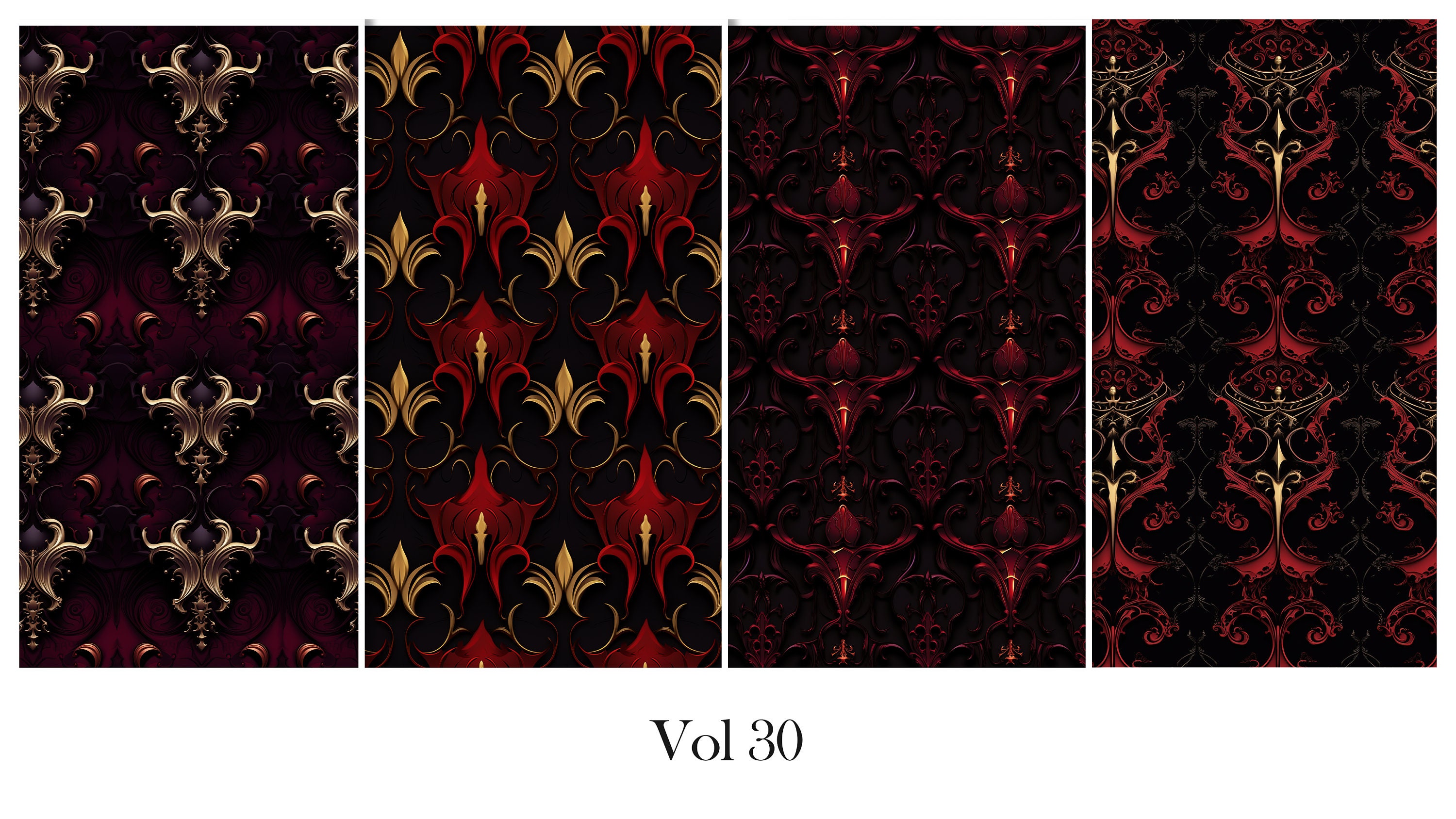 Vampire Themed Digital Papers Seamless Vampiric Red and Gold - Etsy