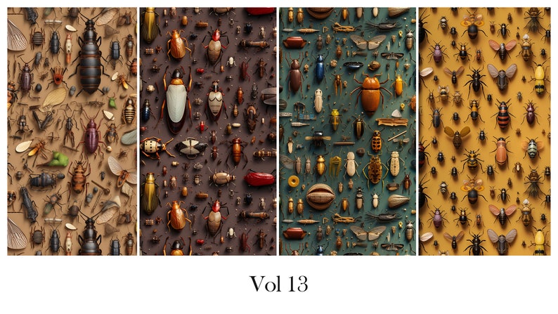 Bug and Insect Digital Papers Seamless Printable Paper Scrapbook Ai ...