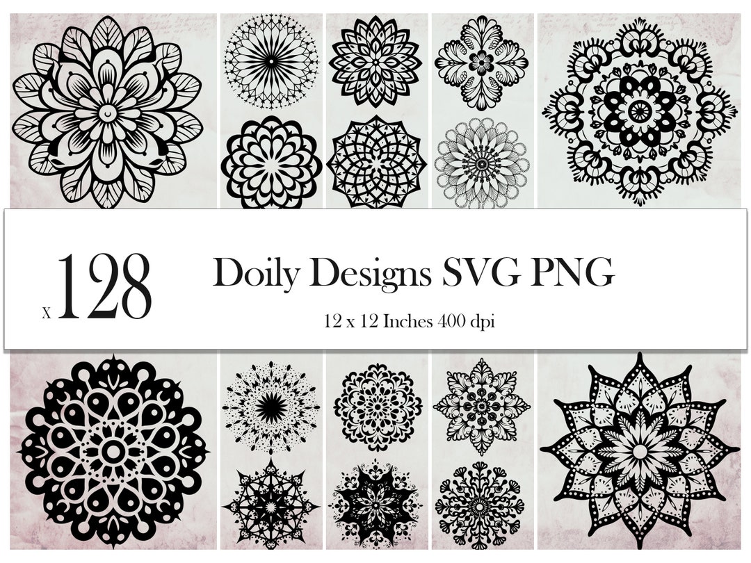Doily SVG Bundle. 128 Transparent PNG of Different Beautiful Doilies ...