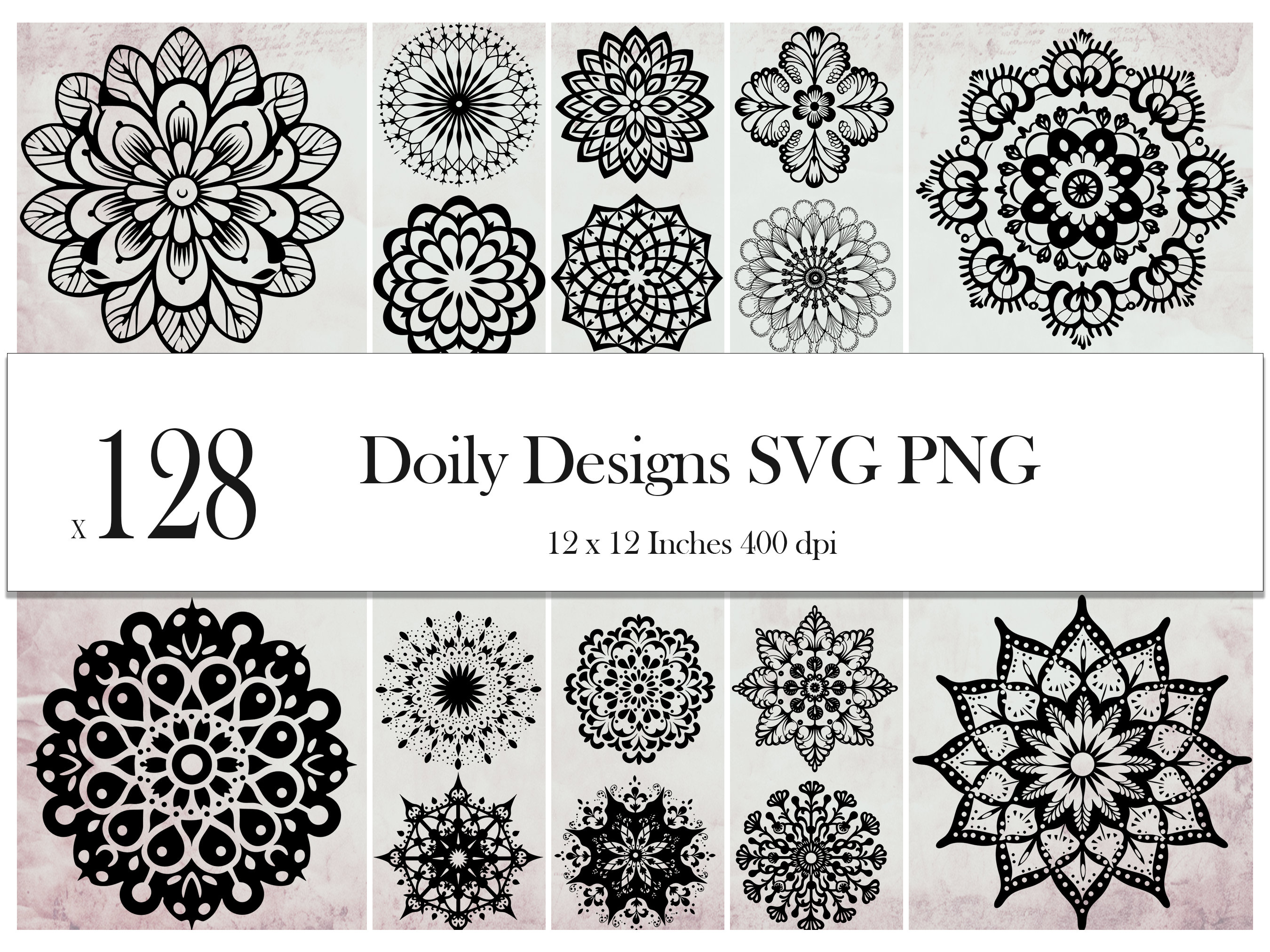 Doily SVG Bundle. 128 Transparent PNG of Different Beautiful Doilies ...