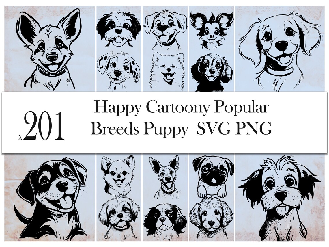 Happy Cartoony Puppy Svg Png Most Popular Dog Breeds Puppies Clipart ...