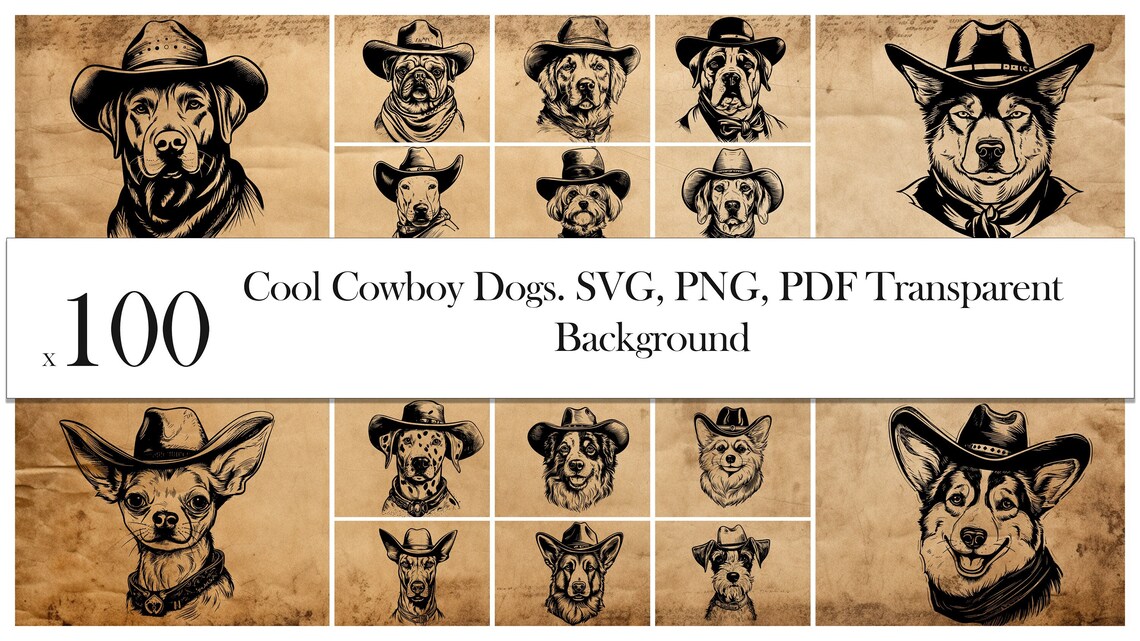 Dog Breeds Svg Png Pdf Cowboy Dog Clipart Western Art Files for Cricut ...