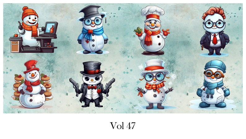 Snowman Professions and Occupations Like Pilot Teacher Cheff Policeman ...