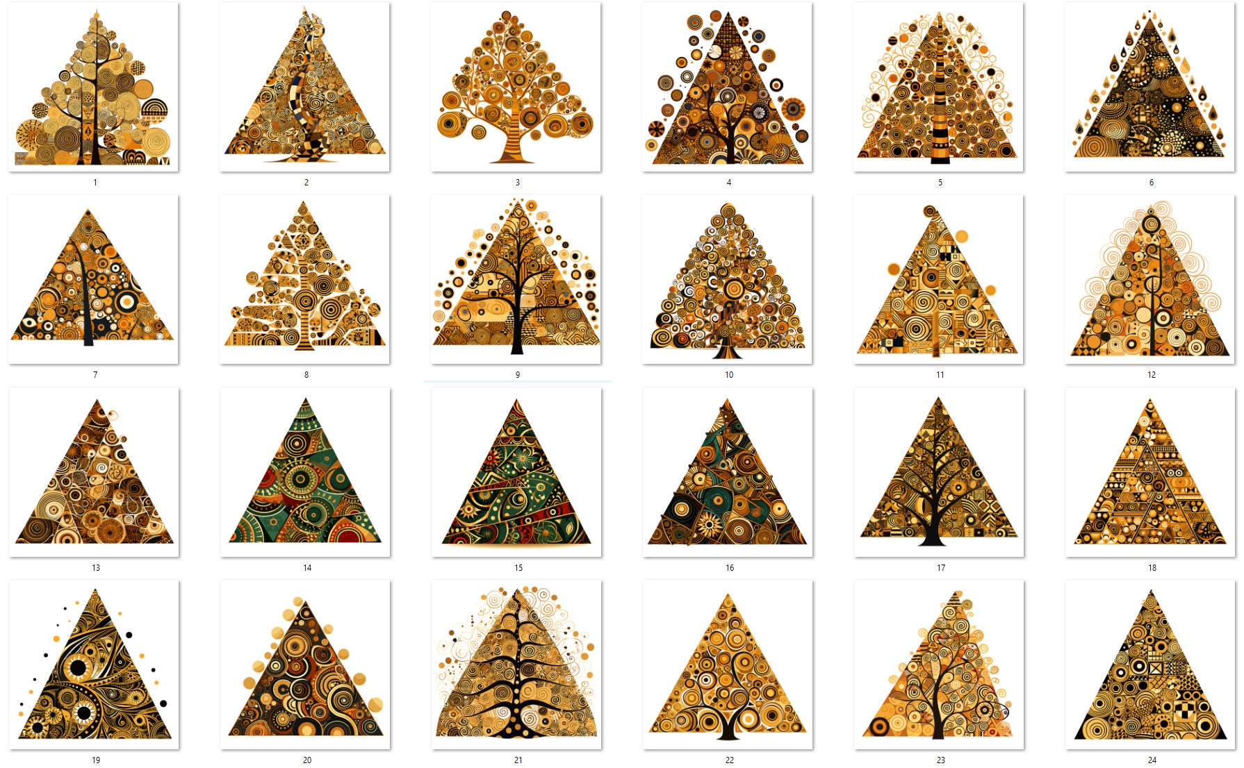 Christmas Tree Decor Cliparts SVG PNG Inspired by Gustav Klimt ...