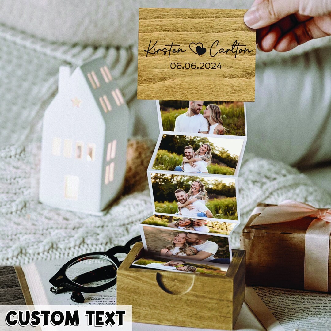 Personalized Pull Out Photo Album, Custom Wooden Photo Frame, Wooden ...