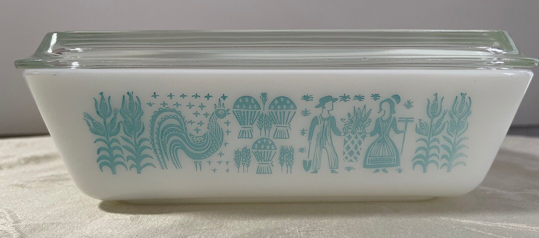 Vintage Pyrex 0503 1950s Blue Amish Butterprint Refrigerator Dish With ...