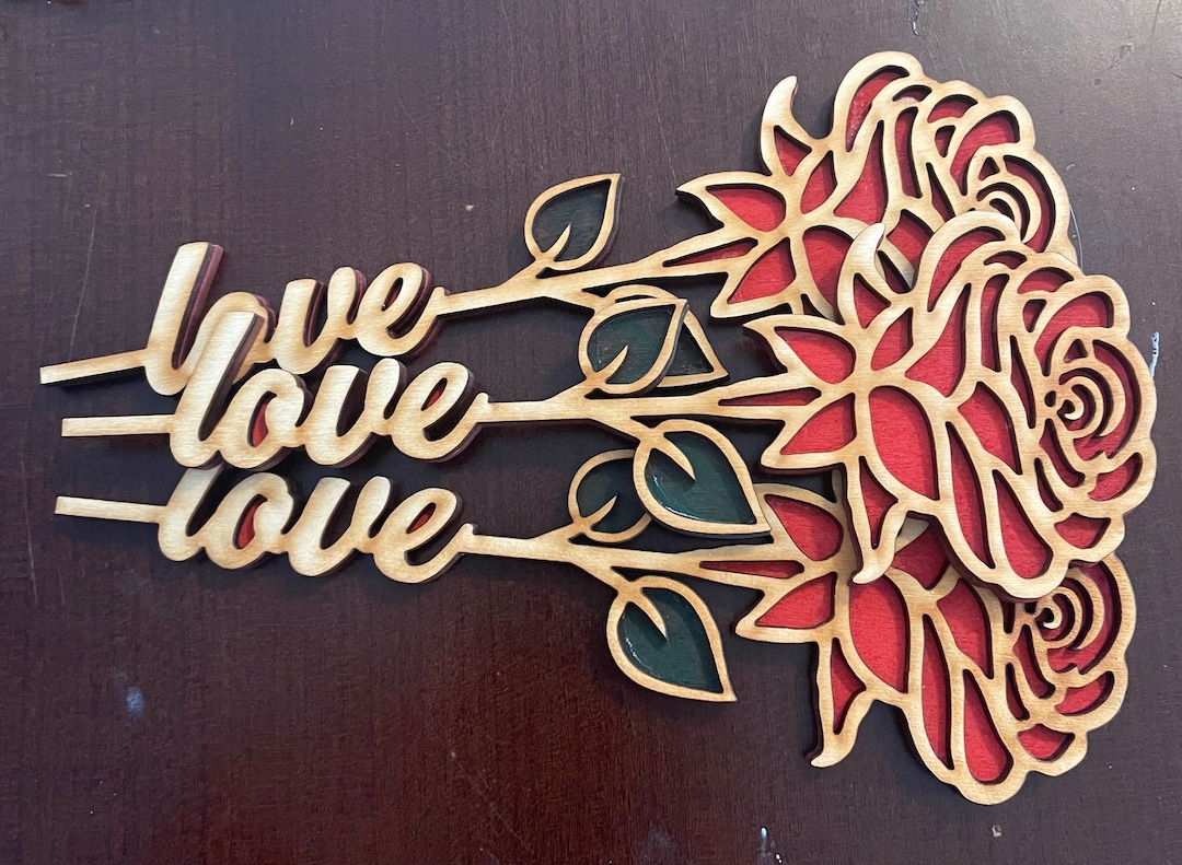 Wood Cut Flowers With All Wood or Acrylic - Etsy