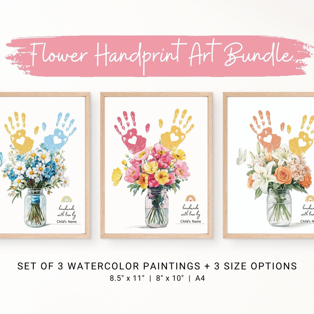 Spring Flower Handprint Art Set: DIY Kids Craft (PDF) - Etsy