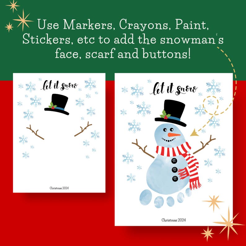 Christmas Handprint Footprint Art Bundle: DIY Holiday Crafts for Kids ...