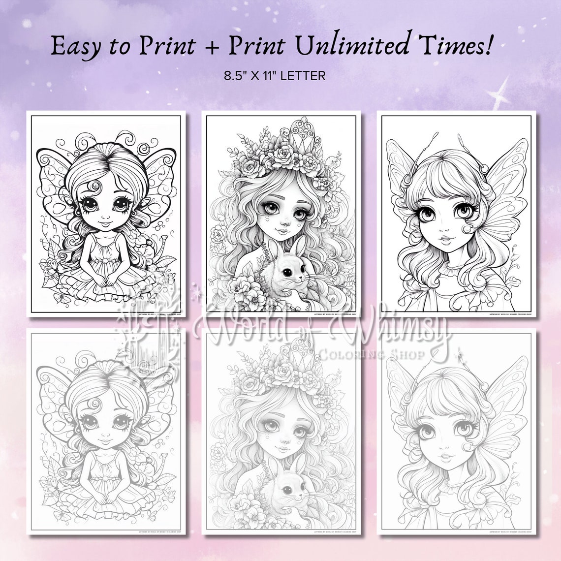 24 Garden Fairies Coloring Pages for Adults Kids Flowers, Butterflies ...