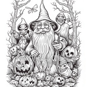 Halloween Gnomes Coloring Pages for Adults: 25 Printable Spooky Designs ...