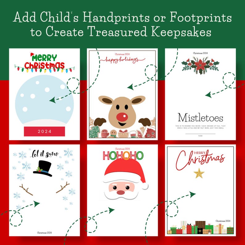 Christmas Handprint Footprint Art Craft Bundle | 6 Printable DIY ...