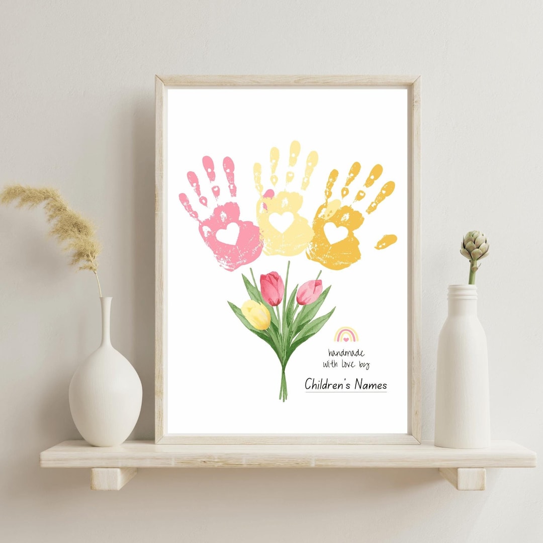 Handprint Spring Flower Bouquet Art Printable Craft | Personalized ...