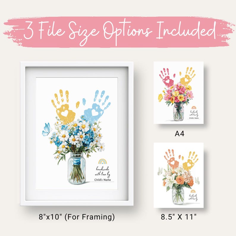Spring Flower Handprint Art Set: DIY Kids Craft (PDF) - Etsy