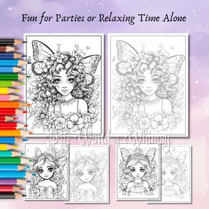 24 Garden Fairies Coloring Pages for Adults Kids Flowers, Butterflies ...