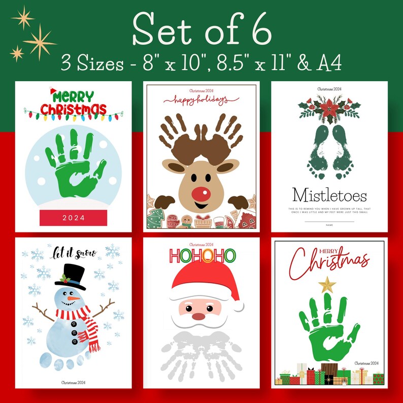 Christmas Handprint Footprint Art Bundle: DIY Holiday Crafts for Kids ...