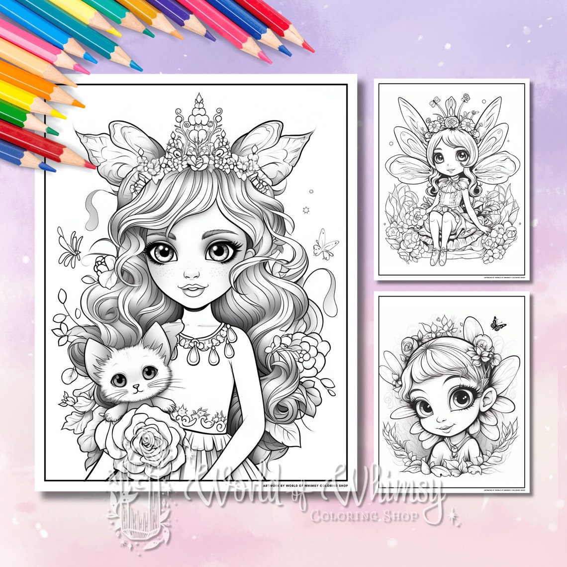 24 Garden Fairies Coloring Pages for Adults Kids Flowers, Butterflies ...