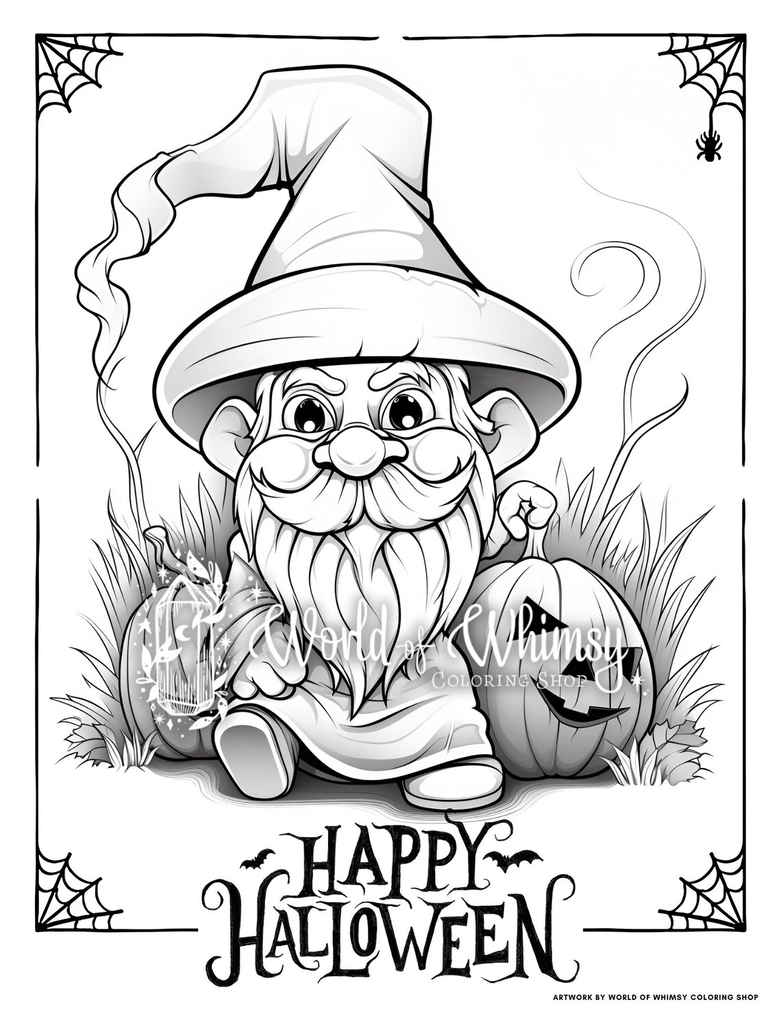 25 Halloween Gnomes Coloring Pages for Adults Creepy Gnome - Etsy