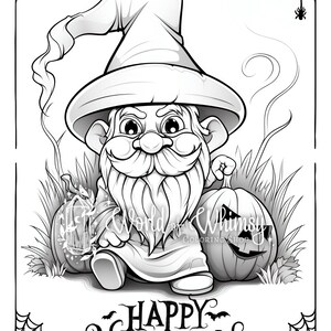 Halloween Gnomes Coloring Pages for Adults: 25 Printable Spooky Designs ...