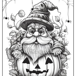 Halloween Gnomes Coloring Pages for Adults: 25 Printable Spooky Designs ...