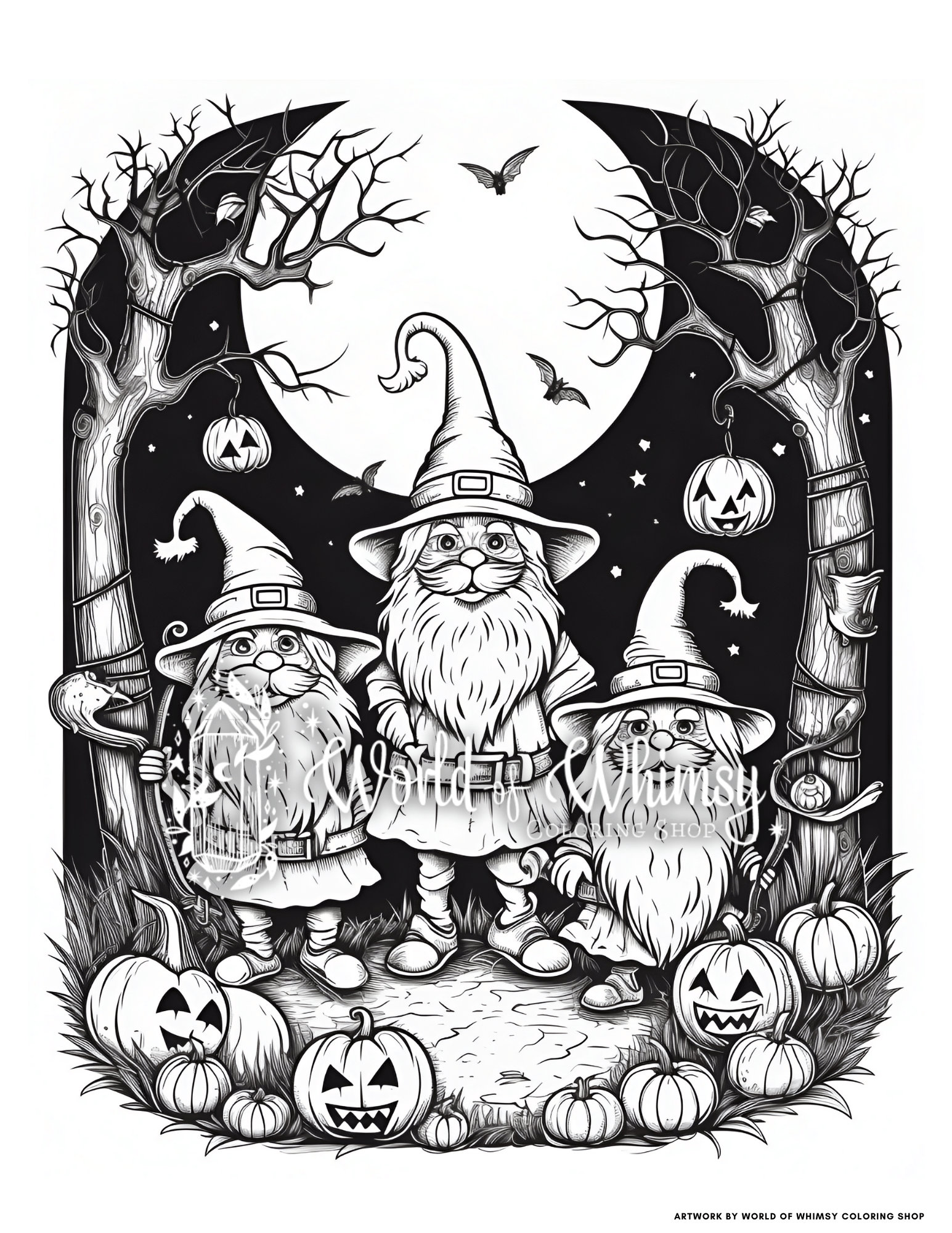 25 Halloween Gnomes Coloring Pages for Adults, Spooky Halloween ...