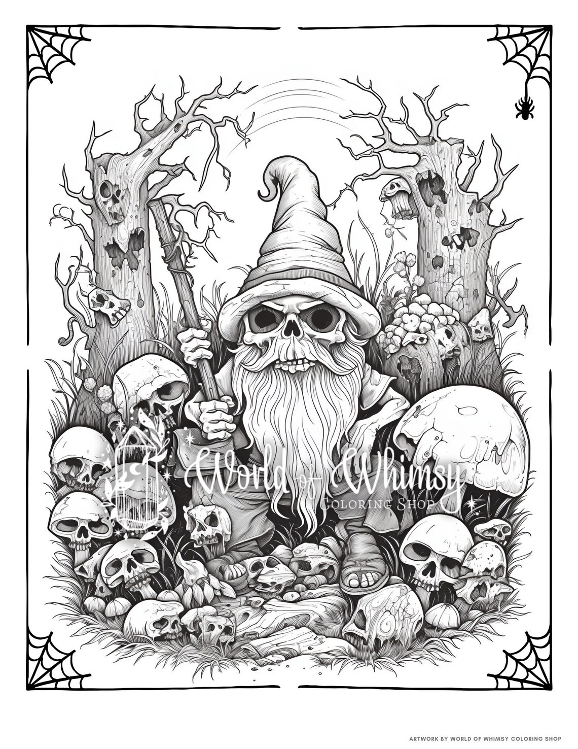 25 Halloween Gnomes Coloring Pages for Adults Creepy Gnome - Etsy