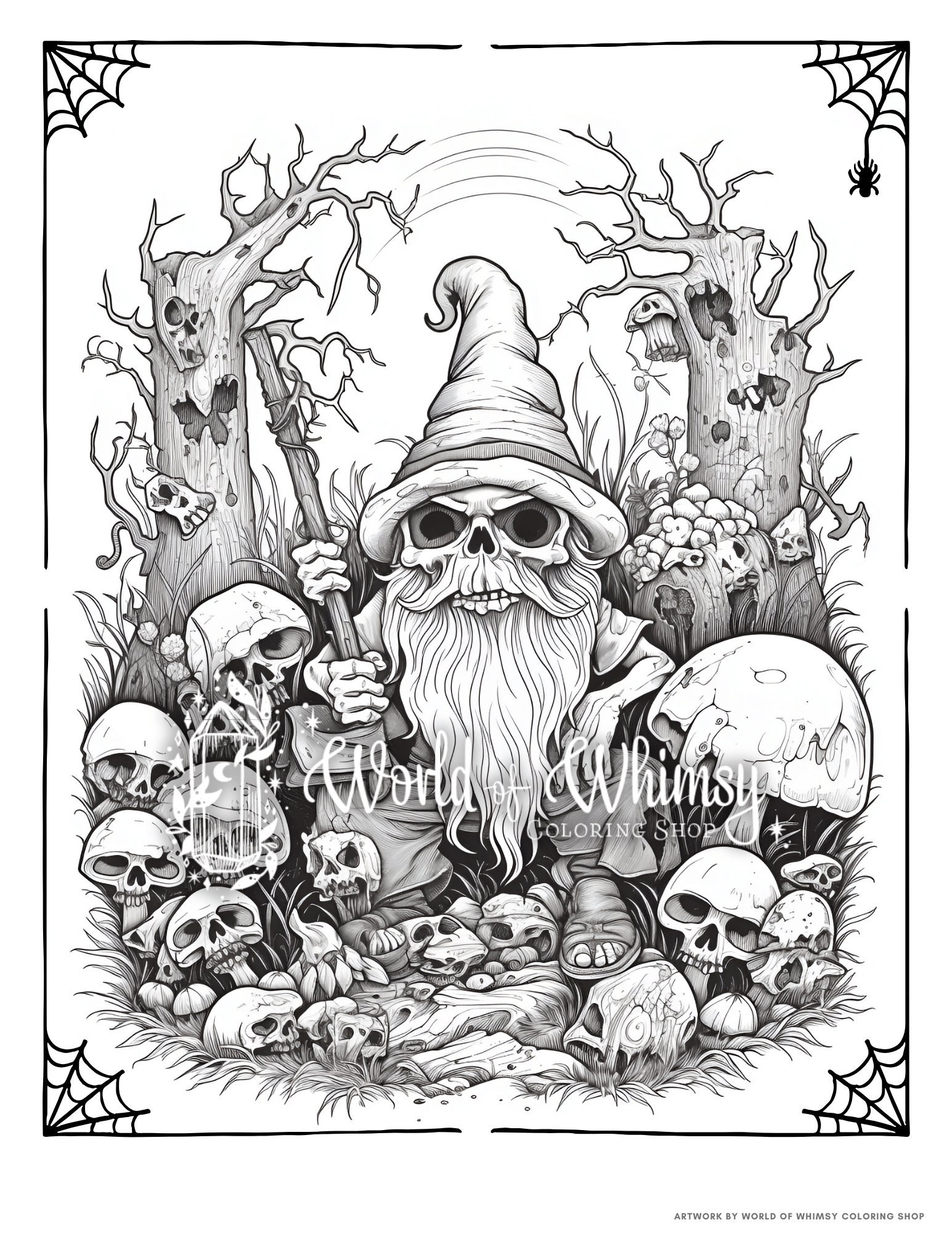 25 Halloween Gnomes Coloring Pages for Adults, Spooky Halloween ...