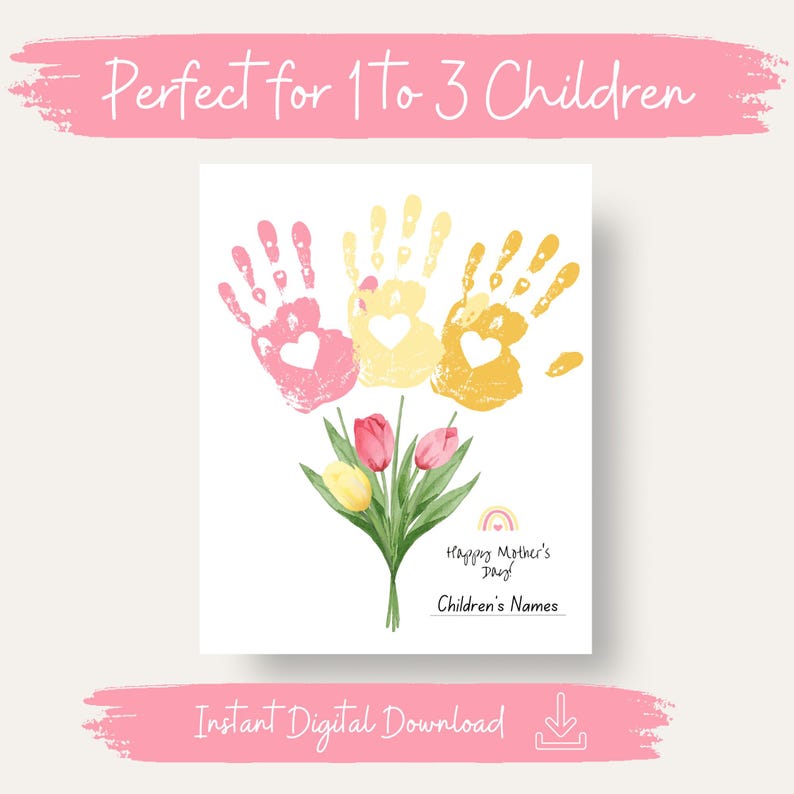 Handprint Spring Flower Bouquet Art Printable Craft | Personalized ...