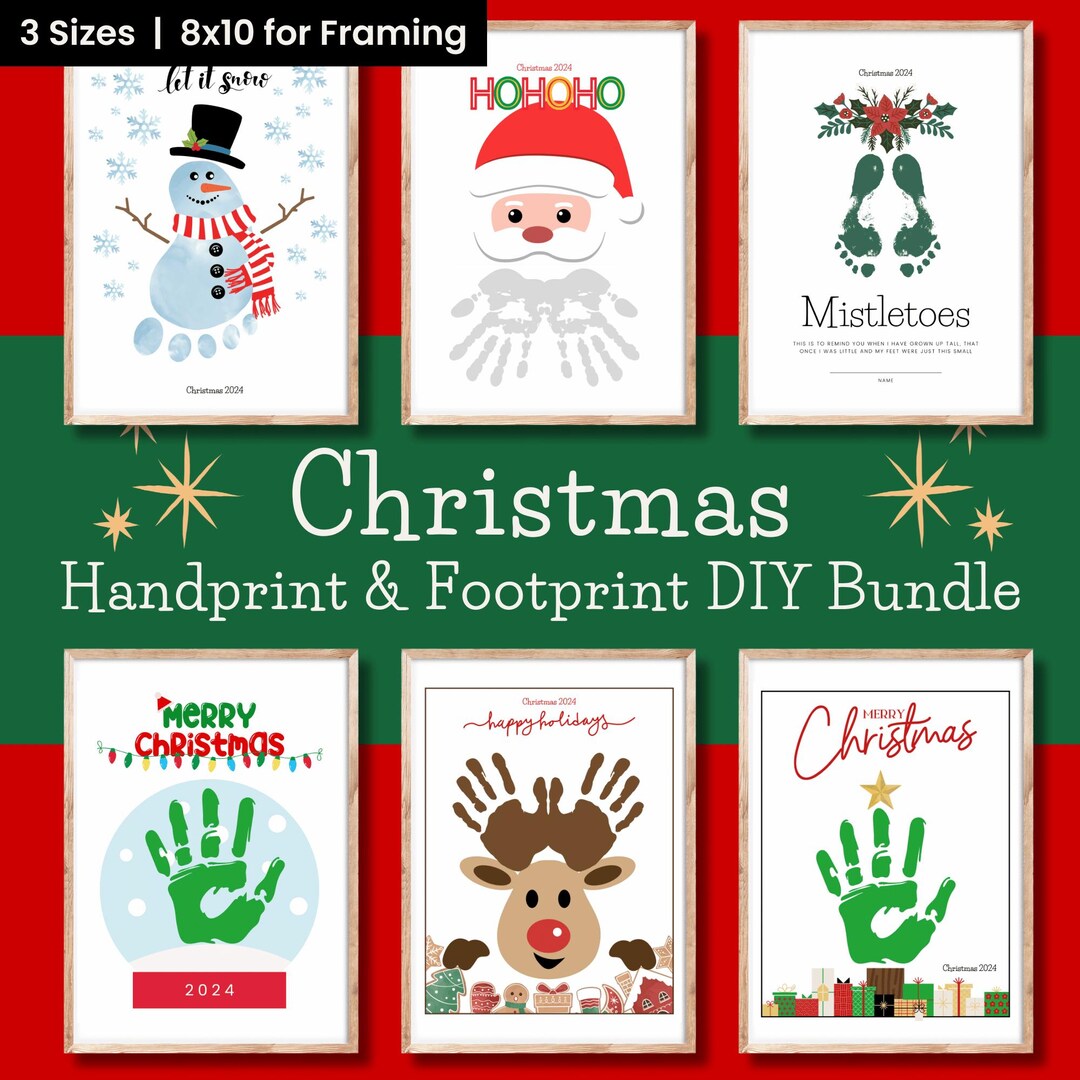 Christmas Handprint Footprint Art Craft Bundle | 6 Printable DIY ...