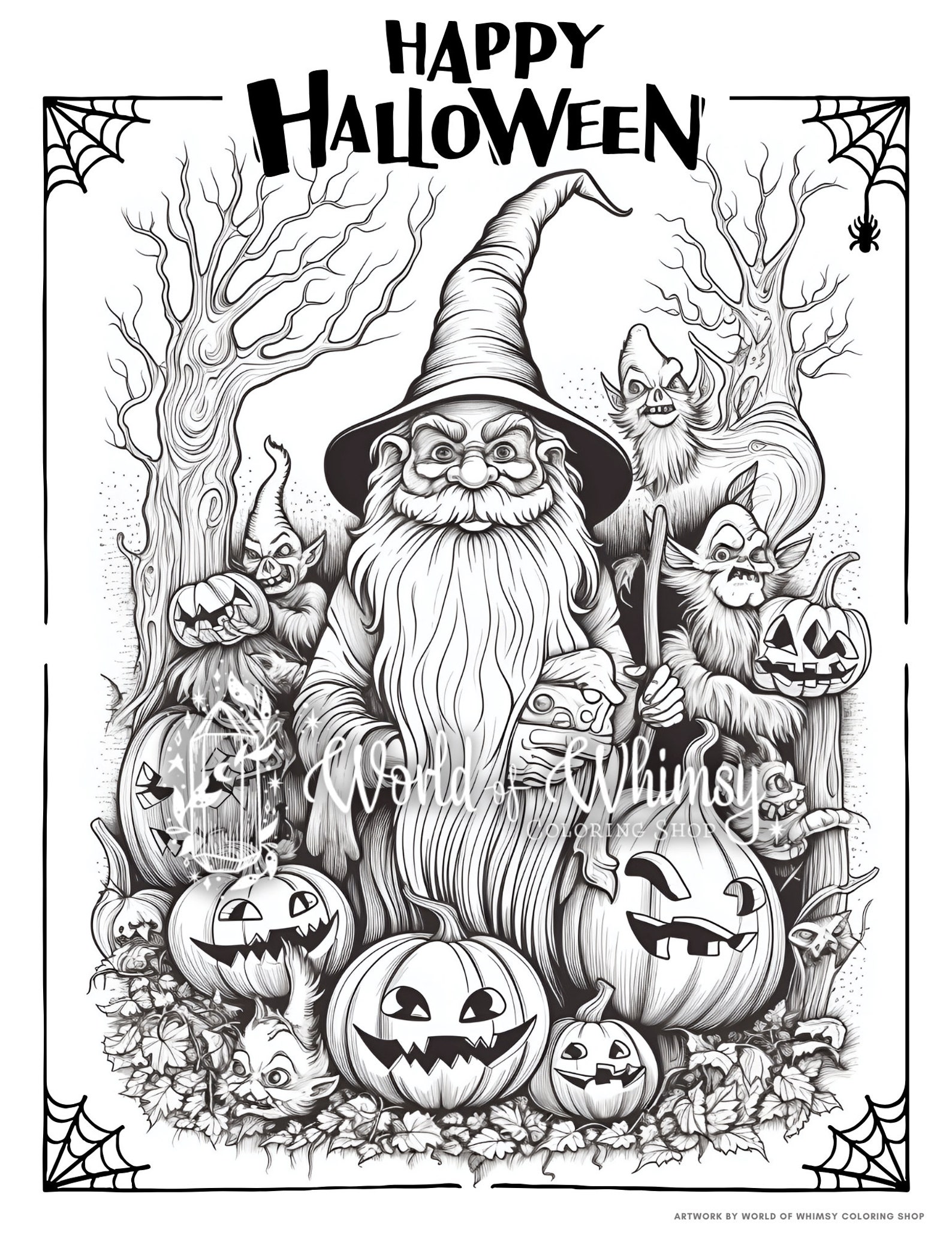 25 Halloween Gnomes Coloring Pages for Adults, Spooky Halloween ...