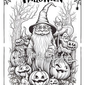 Halloween Gnomes Coloring Pages for Adults: 25 Printable Spooky Designs ...