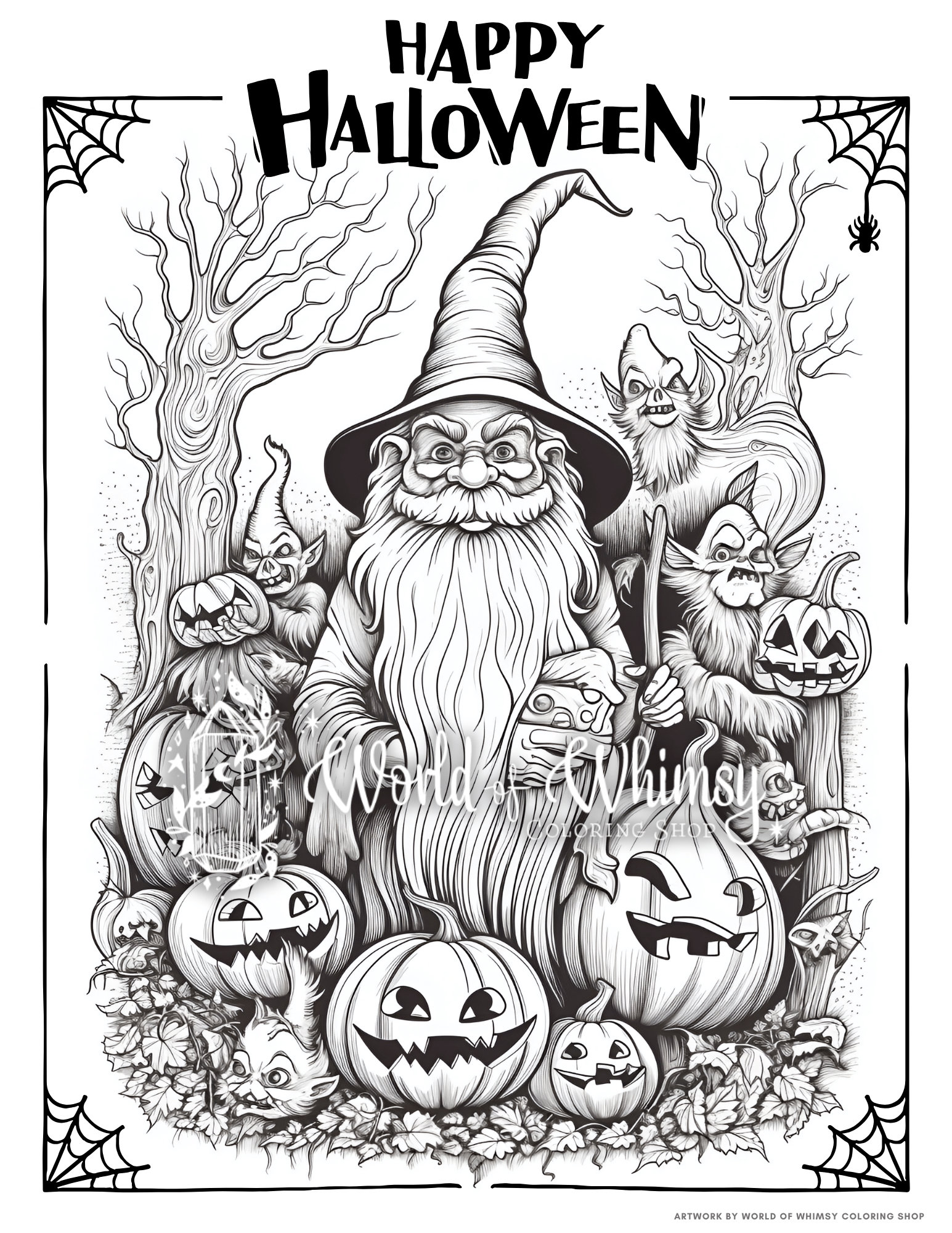 25 Halloween Gnomes Coloring Pages for Adults, Spooky Halloween ...