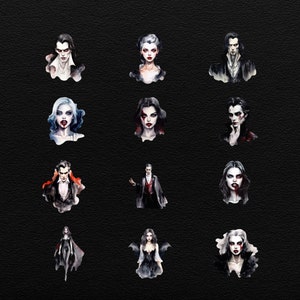 Gothic Vampires, Vampire Clipart, Clipart Bundle, Halloween Vampires ...