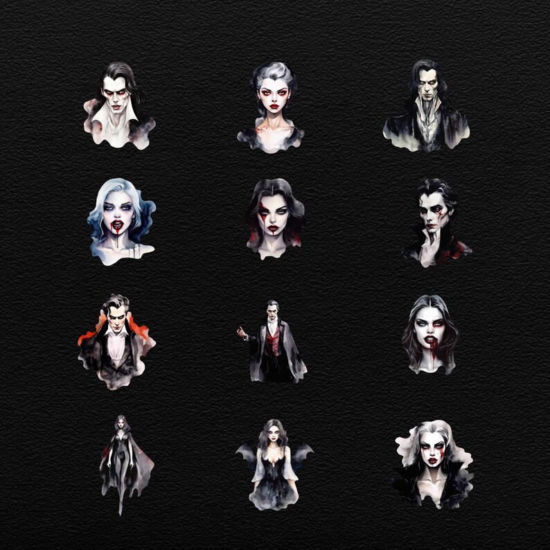 Gothic Vampires, Vampire Clipart, Clipart Bundle, Halloween Vampires ...