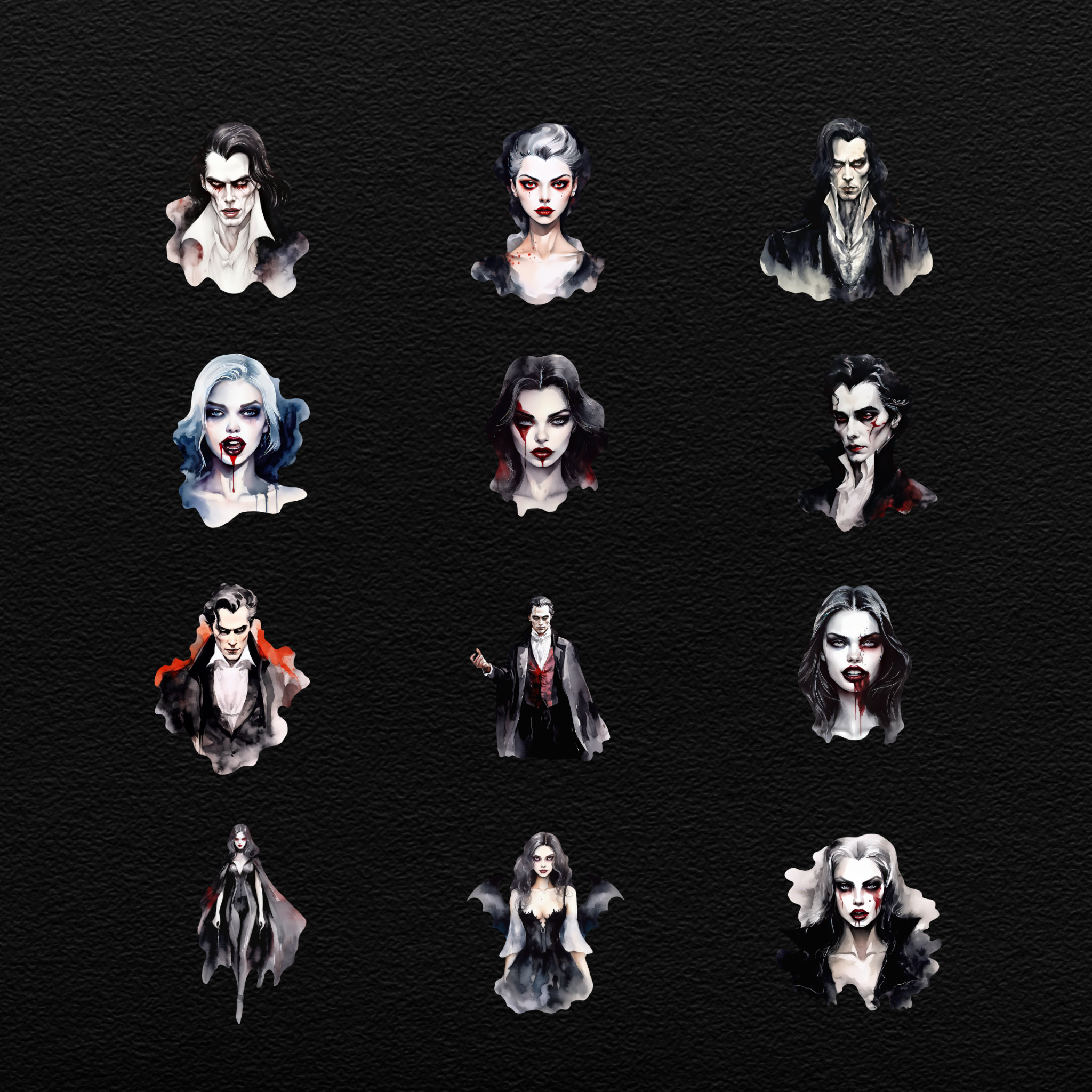 Gothic Vampires, Vampire Clipart, Clipart Bundle, Halloween Vampires ...