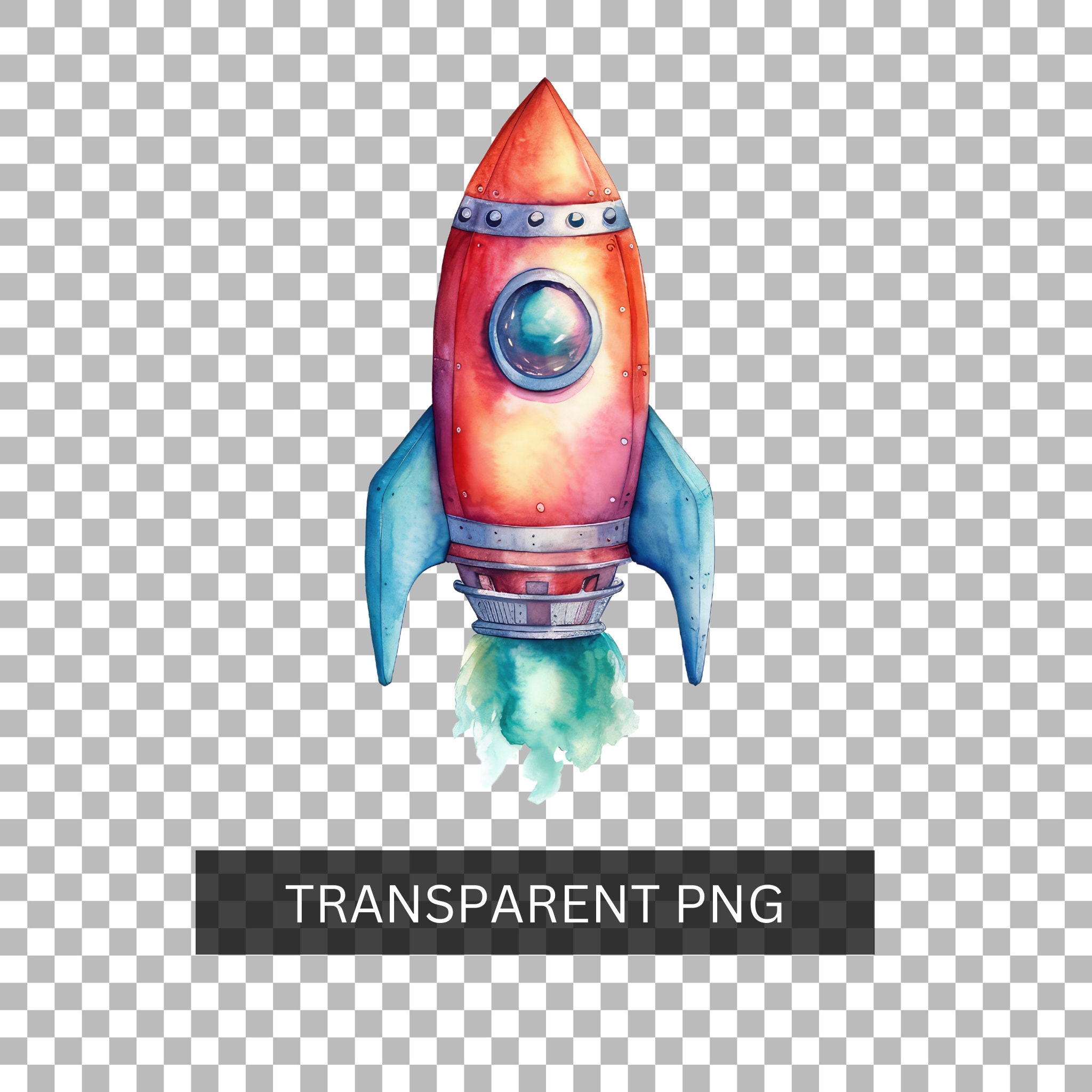 Space Watercolor Clipart, Space Rockets, Nursery Decor, Cute Rockets ...